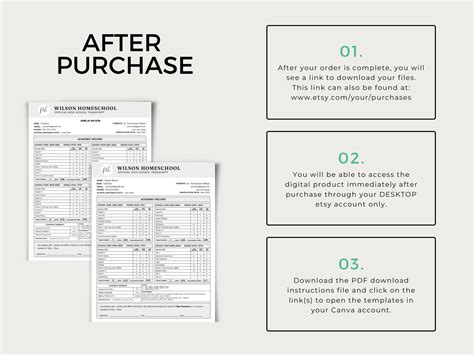 High School Transcript Printable Canva Template Editable Homeschool