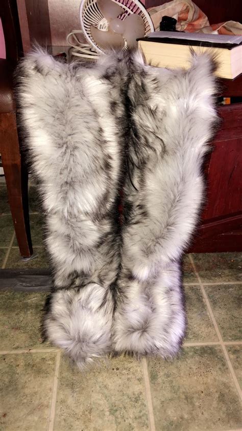 Thigh High Fur Boots Thigh High Boots Knee Boots Art Hoe Fashion Furry Boots Moon Boots