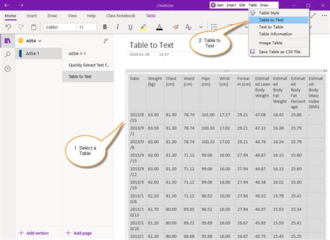 UWP Convert Table To Text In OneNote Office OneNote Gem Add Ins