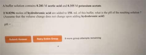 solved a buffer solution contains 0 281 m acetic acid and