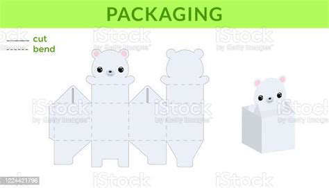 생일 과자 사탕 작은 선물을위한 귀여운 북극곰아기 샤워를위한 사랑스러운 Diy 파티 호의 상자 인쇄 가능한 색상 구성표입니다 인쇄 잘라내기 접기 접착제 벡터 스톡
