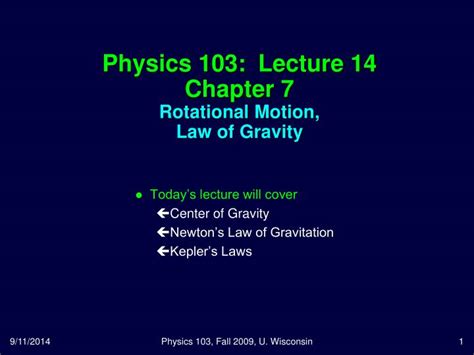 ppt physics 103 lecture 14 chapter 7 rotational motion law of