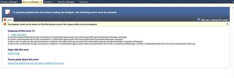 i can t open form1 cs [design] microsoft community