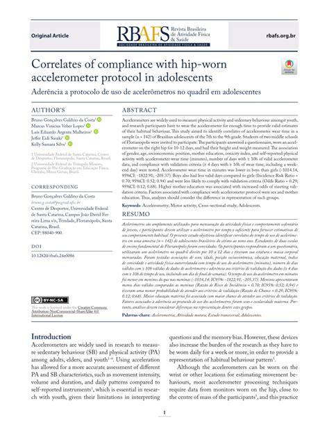 Pdf Correlates Of Compliance With Hip Worn Accelerometer Protocol In Adolescents