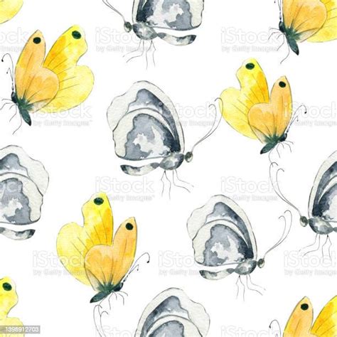 손으로 그린 수채화 밝은 다채로운 사실적인 나비와 반점의 원활한 패턴 고풍스런에 대한 스톡 벡터 아트 및 기타 이미지 고풍스런 곤충 그런지 이미지 기법 Istock