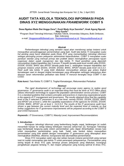 Audit Tata Kelola Teknologi Informasi Pada Pdf