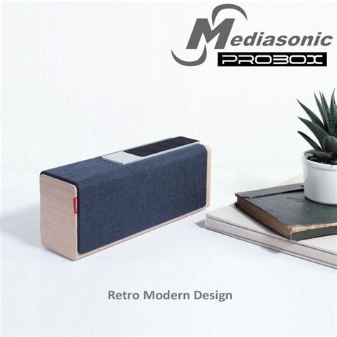Mediasonic Probox Teana Wood Wireless Bluetooth Speaker In Blue Hb22 Bl
