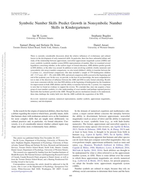 Symbolic Number Skills Predict Growth In Nonsymbolic Number Skills In