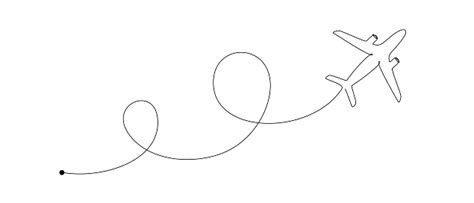 비행기 경로를 비행하는 하나의 연속 선 그리기 세계 여행 및 국제 비행의 개념과 출발점과 간단한 선형 스타일의 추적 편집 가능한 스트로크 벡터 일러스트 레이 션 라인아트에