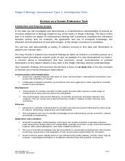 Task SHE Task Docx Stage Biology Assessment Type Investigation Folio Science As A