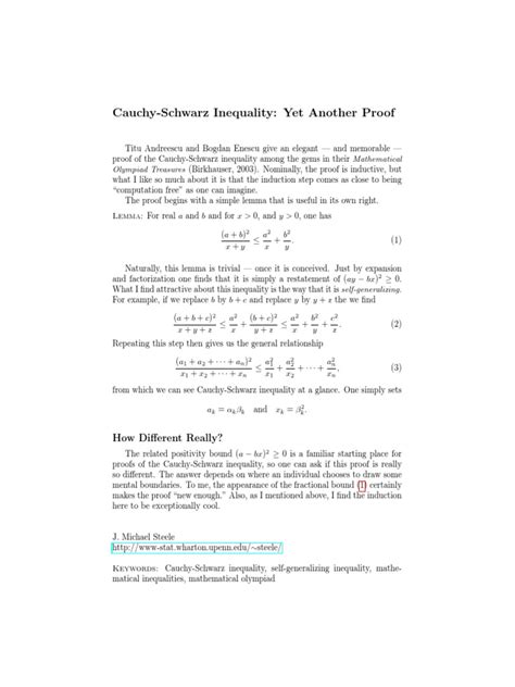 Cauchy Schwarz Inequality Proof Pdf