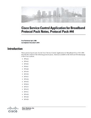 Fillable Online Cisco Service Control Application For Broadband Protocol Pack Notes Fax Email