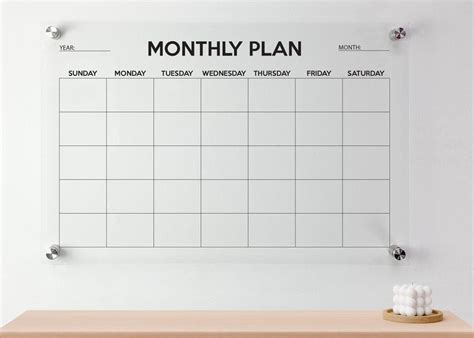 Monthly Acrylic Work Planner Dry Erase Office Planning Board Etsy