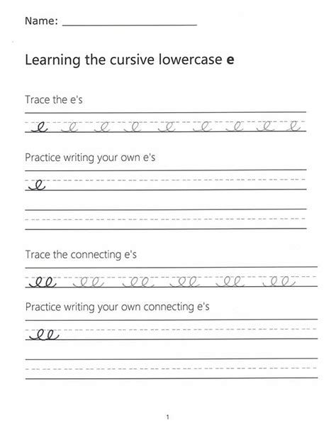 Printable Cursive E Lowercase Free Download And Print For You
