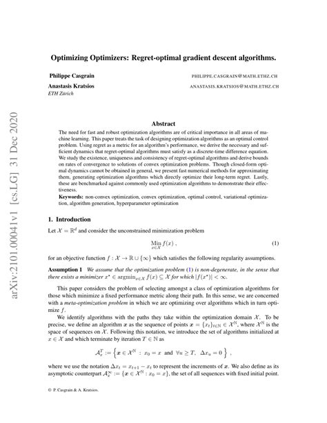 Pdf Optimizing Optimizers Regret Optimal Gradient Descent Algorithms