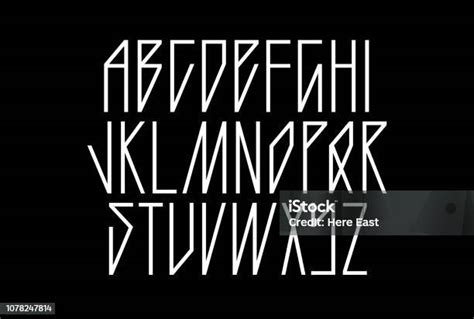 날카로운 고딕 네온 선형 튜브 글꼴 대문자 및 소문자 기하학적 산세리프 인쇄 술 숫자 및 기호 얇고 직각 최소한 문신 네온 사인