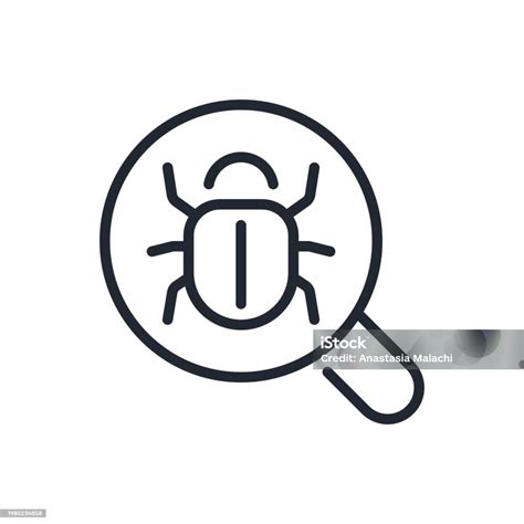 Debug Process Editable Stroke Outline Icon Isolated On White Background