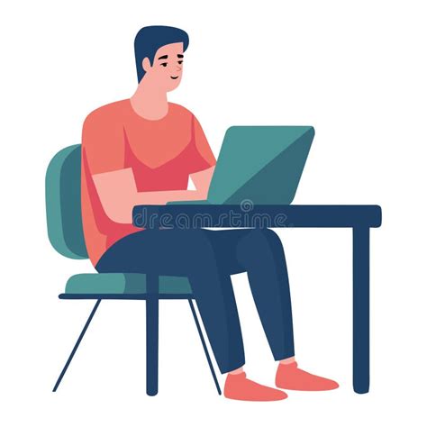 Businessman Sitting At Desk Working On Laptop Stock Vector