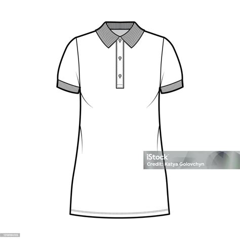 드레스 폴로 패션 일러스트와 반소매 오버사이즈 바디 미니 길이 펜슬 스커트 헨리 네크라인 의류 0명에 대한 스톡 벡터 아트 및 기타 이미지 Istock