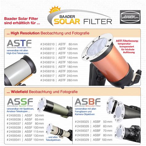 Astf Baader Solar Filter For High End Telescopes