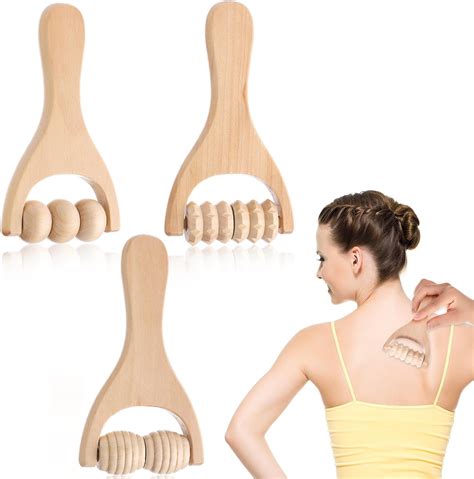 Abeillo 3pcs Wooden Hand Massage Rollers Wood Foot Massager Roller Muscle Massage