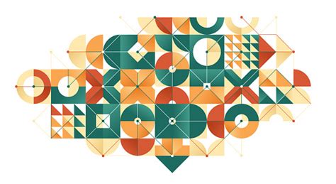 바우하우스 스타일의 추상적인 기하학적 벡터 배경에는 원 삼각형 선이 있는 추상적인 추상화 예술 민족적 색채의 예술 예술적 패턴