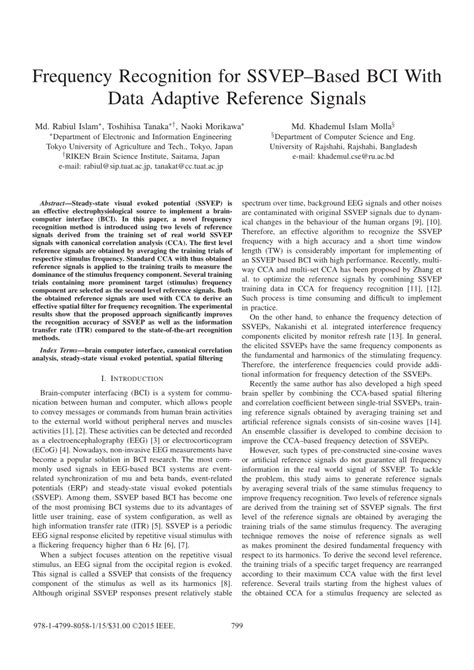 Pdf Frequency Recognition For Ssvepbased Bci With Data Adaptive Reference Signals