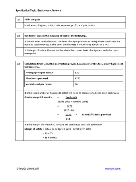 132 Break Even Answers Pdf Financial Accounting Economics