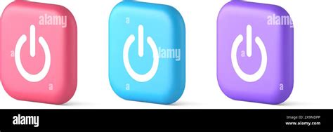 Shutdown Turn On Off Button Energy Switch Power Start Stop Web App Design 3d Realistic Speech