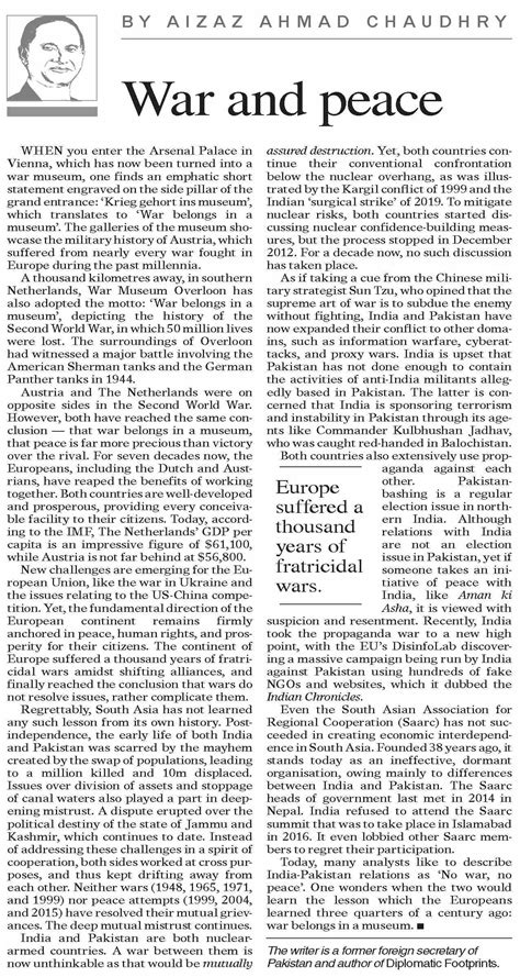 Dawn Epaper May 13 2023 War And Peace