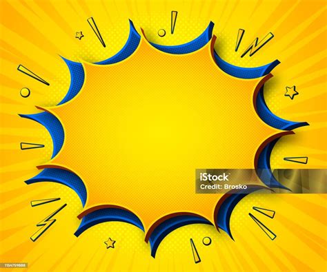 만화 배경입니다 하프 톤과 음향 효과와 노란색 파란색 연설 거품 팝 아트 스타일의 만화 포스터 3차원 형태에 대한 스톡 벡터 아트 및 기타 이미지 Istock
