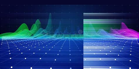 Abstract Background Color Wavy Graph From Dotted Guides With Blurred Lines Big Data Stock