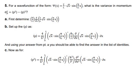 solved 5 for a wavefunction of the form x { vand sin