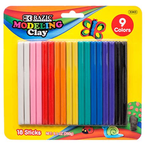 Bazic 12 Color 180 G Triangular Modeling Clay Sticks Craftlits