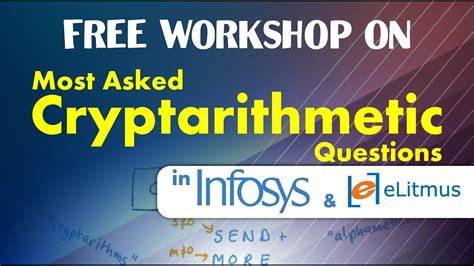 infosys and elitmus cryptarithmetic questions with answers by mr hari krishna youtube