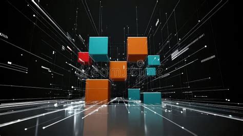 Abstract Digital Art Featuring Cubes And Lines Representing Data Flow