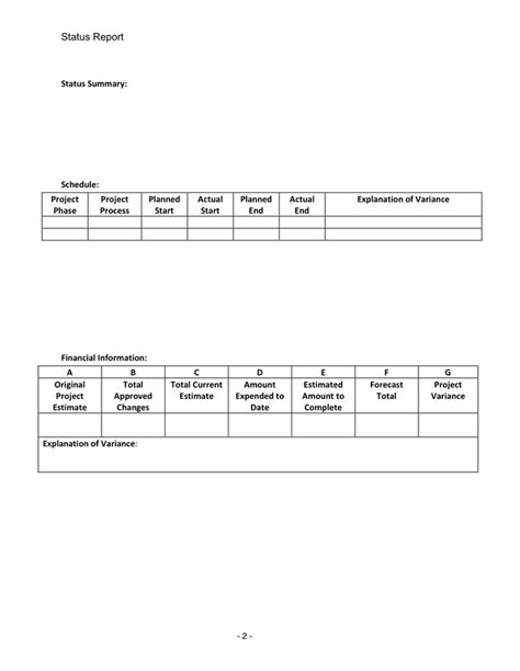 Project Status Report In Word And Pdf Formats Page 2 Of 5
