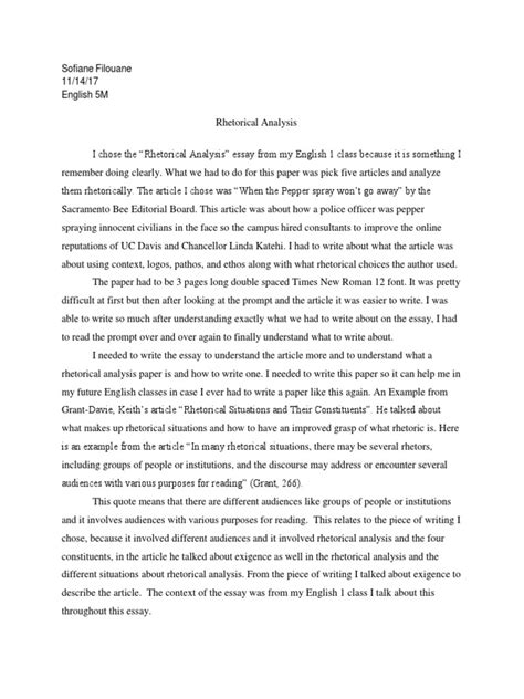 Rhetorical Analysis Final 1 Social Work Rhetoric