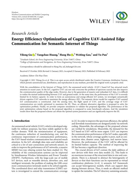 Pdf Energy Efficiency Optimization Of Cognitive Uav Assisted Edge Communication For Semantic