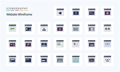 25 Website Wireframe Flat Color Icon Pack 18307595 Vector Art At Vecteezy