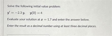 solved solve the following initial value