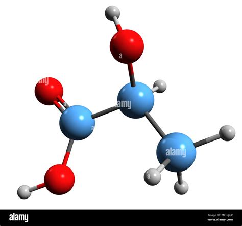 3d Image Of Lactic Acid Skeletal Formula Molecular Chemical Structure