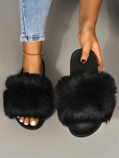 Minimalist Fluffy Slides Fluffy Shoes Fluffy Slides Slides