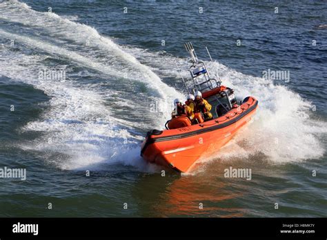 Looe Rnli With A Crew Of 4 Out In Looe Bay Testing The Capabilities Of Their New Atlantic 85 B