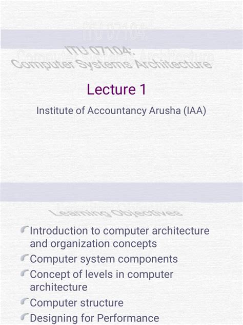 Lecture 1computer System Architecture Pdf Central Processing Unit