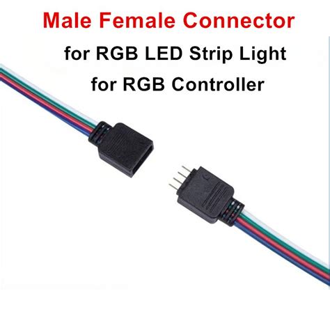 4Pin LED Cable Male Female Connector Adapter Wire For 5050 3528 SMD COB Neon RGB Led Strip Light