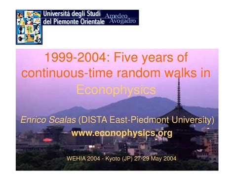 Ppt 1999 2004 Five Years Of Continuous Time Random Walks In