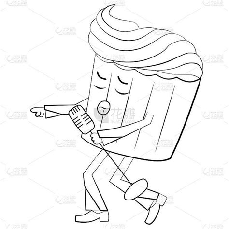黑白相间的歌手形象的纸杯蛋糕