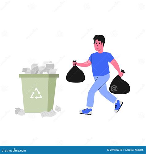 Man Throwing Garbage To Trash Bin Concept For Deleting Files Or Clear Data Empty State