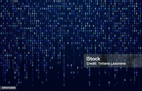 이진 코드 스트림입니다 디지털 데이터 코드 해커 코딩 및 암호화 매트릭스 숫자 흐름 디지털 블루 스크린 추상적인 벡터 배경 데이터에 대한 스톡 벡터 아트 및 기타 이미지